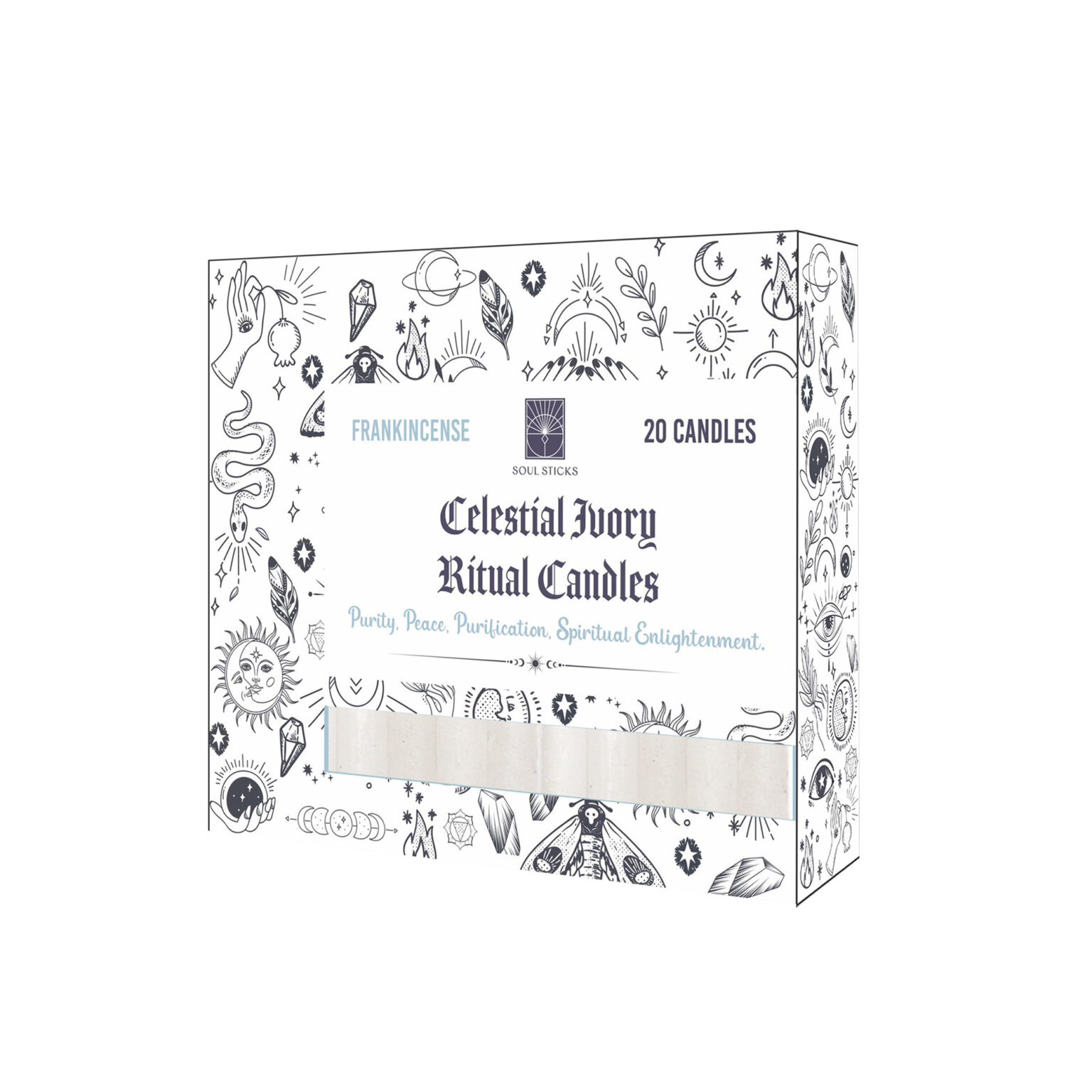 CELESTIAL IVORY FRANKINCENSE SCENTED RITUAL CANDLES (PK OF 20 ...